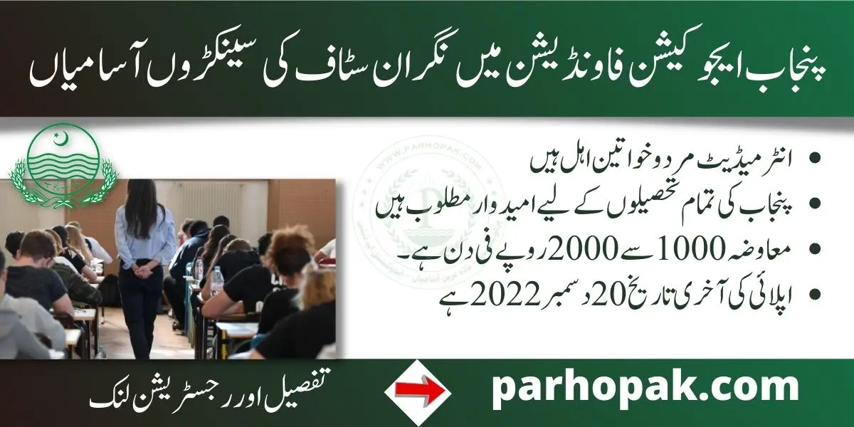 PEF Jobs 2022 for Invigilator and Examination Staff at Punjab Education ...