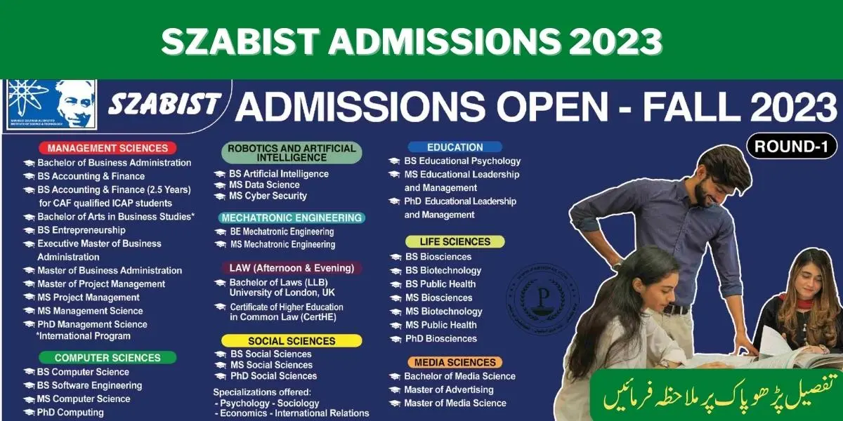 SZABIST Admissions 2023 - Admissions in University