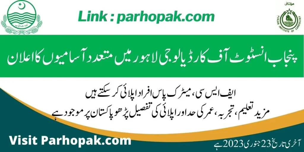 Punjab Institute of Cardiology Jobs 2023 - Parho Pakistan