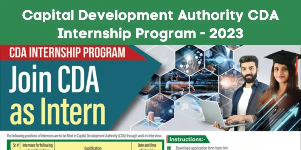Capital Development Authority CDA Internship 2023 - Download Application Form