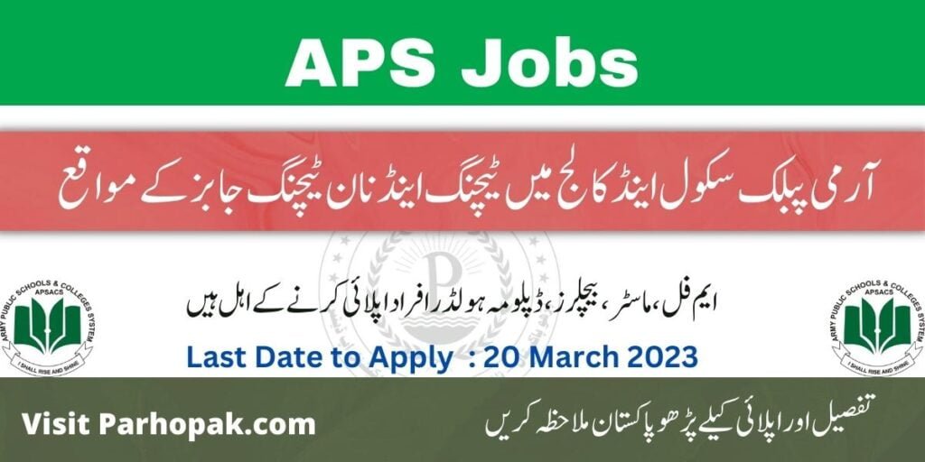 Army Public School and College APS Pasban Rawalpindi Jobs 2024