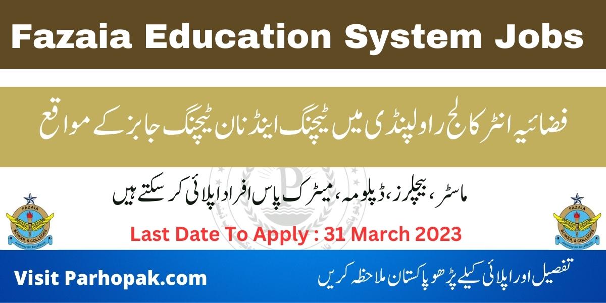 Fazaia Schools and Colleges Teaching and Non-Teaching Career ...