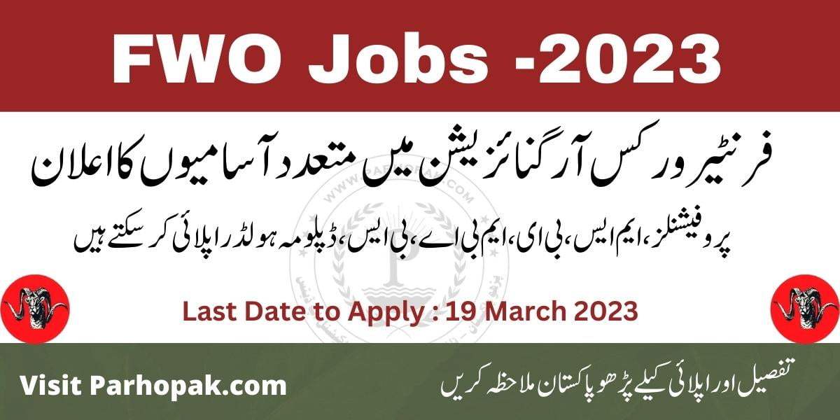 Frontier Works Organization FWO Jobs 2023 Apply Online career.fwo.com.pk