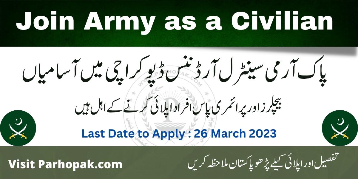 Pak Army Central Ordnance Depot Karachi Civilian Jobs 2023