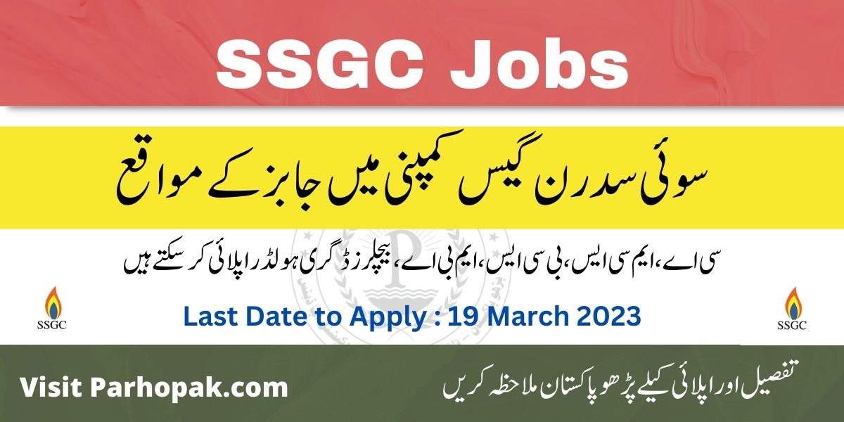 Sui Southern Gas Company SSGC Limited Jobs March 2023 Online Apply