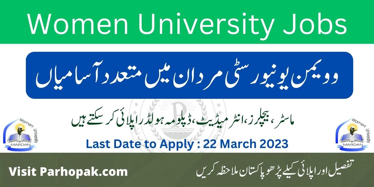 Women University Mardan Jobs 2023 Apply Online www.wumardan.edu.pk