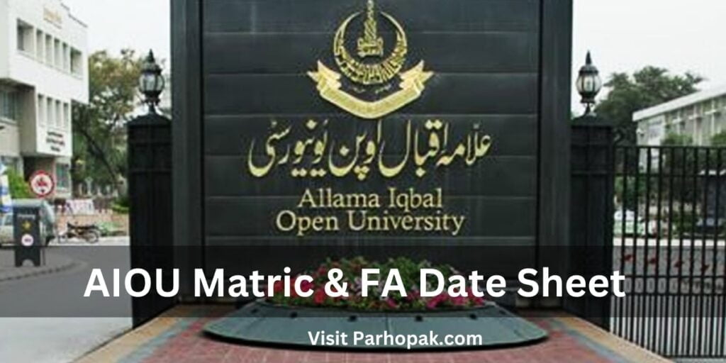 Aiou Ba General Ad Programme Autumn 2022 Date Sheet