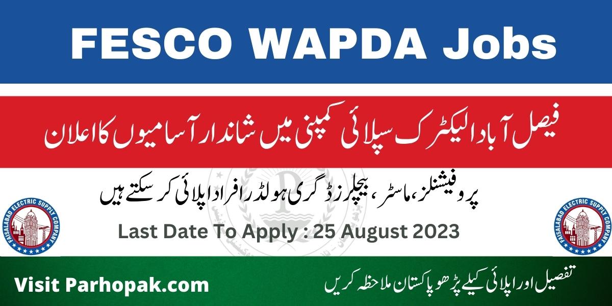Faisalabad Electric Supply Company FESCO Wapda Jobs August 2023