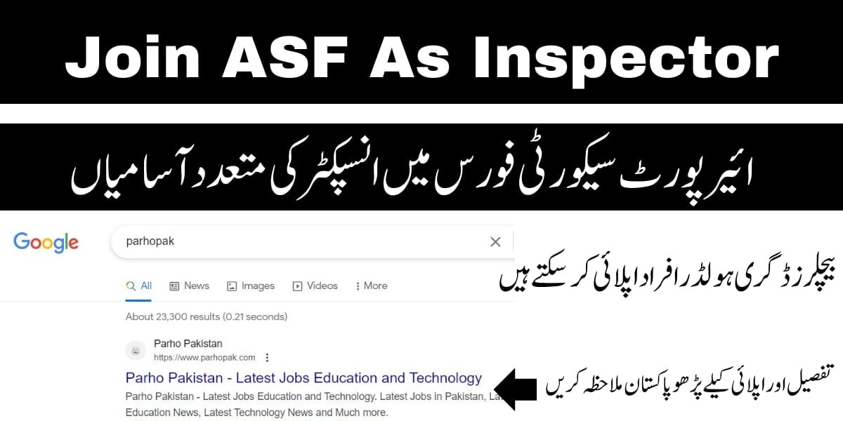 Join Airport Security Force ASF As Inspector Online Apply - ASF Jobs 2024