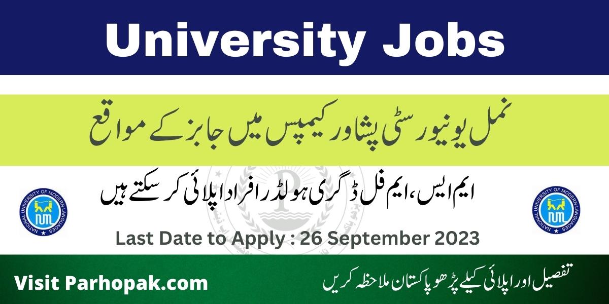 National University of Modern Languages NUML Peshawar Campus Jobs 2023