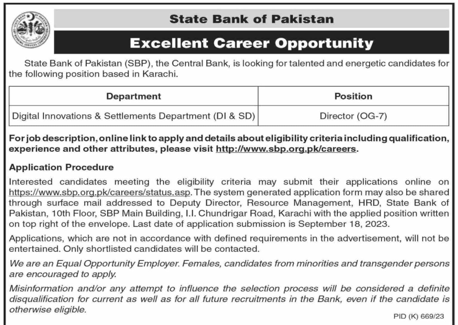 State Bank of Pakistan SBP Latest Bank Jobs 2023 in Pakistan