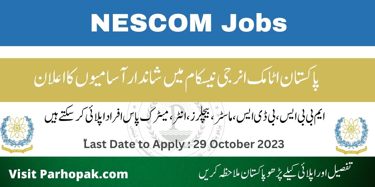 PAEC NESCOM October Jobs 2023 Apply Online at Careerjobs1737