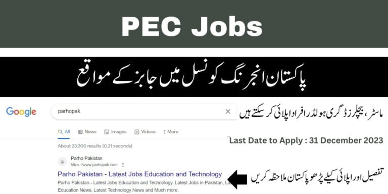 Pakistan Engineering Council PEC Jobs 2024 Apply Online