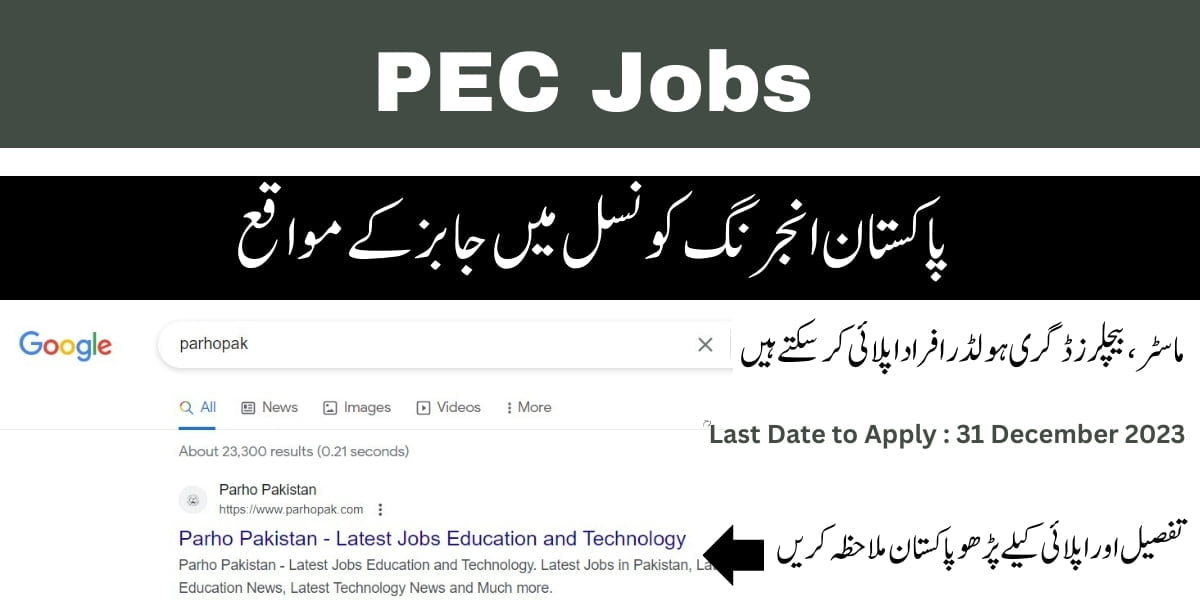 Pakistan Engineering Council PEC Jobs 2024 Apply Online